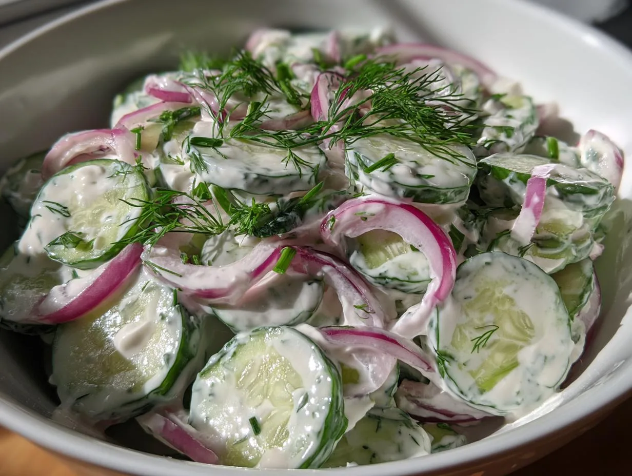 7g Protein Creamy Cucumber Salad That’ll Cool You Down Fast - Good Ol ...