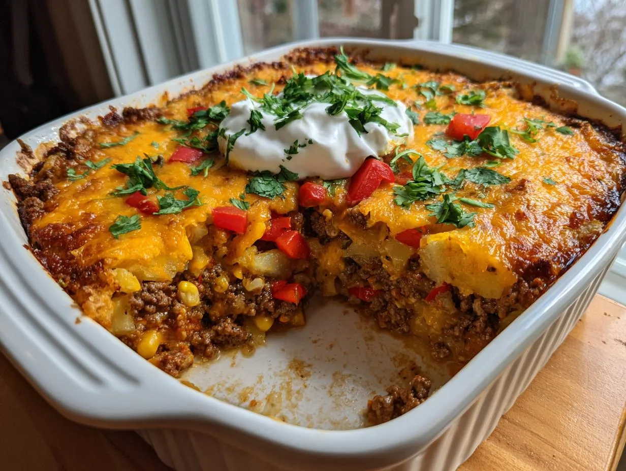 Satisfying Taco Potato Casserole Serves 6 Hungry Hearts - Good Ol’ Recipes